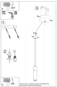 Sollux Lighting Závěsná lampa - Zane 1 - šedá - II. Jakost