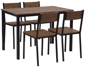 Sada jídelního stolu a 4 židlí z tmavého dřeva s černým HAMRY Beliani
