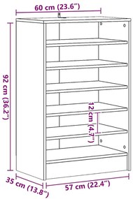 vidaXL Marketos Botník betonově šedý 60 x 35 x 92 cm kompozitní dřevo