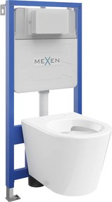 Mexen Rico podomítková WC sada rám Fenix Slim s WC mísou, bílý lesk - 6103372XX00