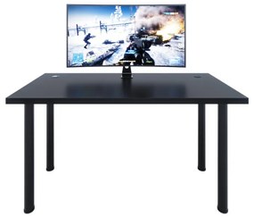 Počítačový herní stůl X1, 135x73-76x65, černá/černé nohy + USB HUB
