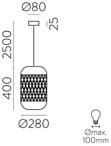 ACB Iluminacion Závěsné svítidlo VIVIAN, ⌀ 28 cm, 1xE27 15W Barva montury: Černá