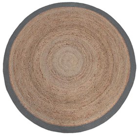 LABEL51 Přírodní/šedý kulatý koberec Braos XXL z juty, 180x180 cm