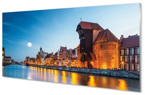 akrylový obraz Řeka noc Gdańsk Staré Město 100x50 cm
