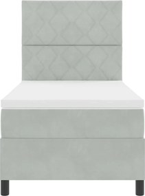 Postel s boxspringem s čelo Světle šedá 90 x 200 cm samet 3339872