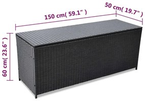 vidaXL Zahradní úložný box černý 150 x 50 x 60 cm polyratan
