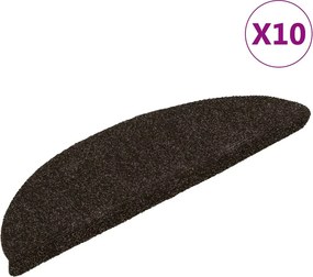 Schodové rohože samolepicí 10 ks 56 x 17 x 3 cm tmavě hnědé půlkulaté 149687