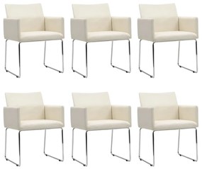 Jídelní židle 6 ks bílé se vzhledem lnu textil - Default Title