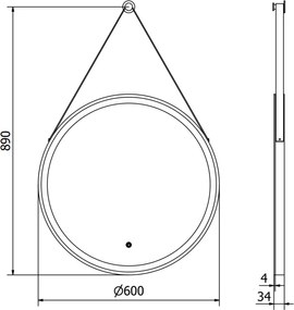 Mexen Reni, LED koupelnové zrcadlo s podsvícením 60x60 cm, 6000K, černý rám, ochrana proti zamlžování, 9812-060-060-611-70