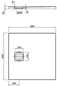 Cersanit TAKO SLIM sprchová vanička 80x80x4 cm + sifon, bílá, S601-121