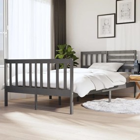 Rám postele šedý 135 x 190 cm Double masivní dřevo,  3101130