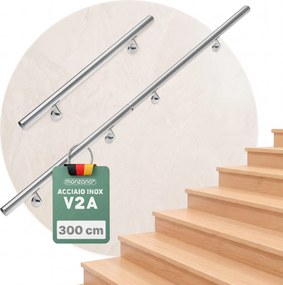 Monzana Zábradlí sada 3 ks nerezová ocel 4,2 × 300 cm