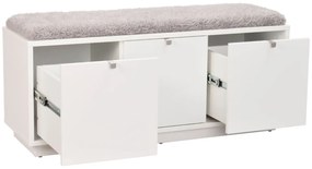 Bílá lakovaná lavice ROWICO CONFETTI 106 cm s úložným prostorem