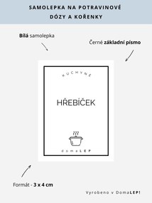 Samolepka na kořenky HŘEBÍČEK bílá 3 × 4 cm základní písmo