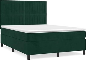 Box spring postel s matrací tmavě zelená 140x200 cm samet 3143148