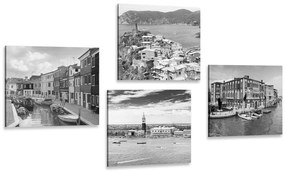 Set obrazů černobílé krajinky