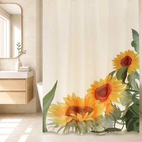 Bellatex Koupelnový závěs 180x200 cm Slunečnice Žlutá,Zelená