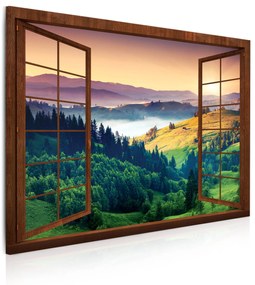 Malvis ® 3D obraz okno Zbarvená krajina SKLAD Velikost (šířka x výška): 90x60 cm