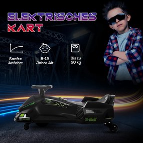 HOMCOM Dětský elektrický go-kart 12V 3-8 km/h Drift Kart s režimem driftu, pomalým startem, go-kartem s osvětlením a hudbou, bezpečnostním pásem pro …