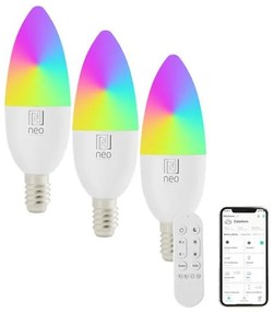 Smart LED žárovka E14 6W RGB+CCT IMMAX NEO 07716CDO WiFi Tuya sada 3ks