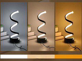 Verk Group Spirálová LED lampa stolní 3 barvy světla USB regulace jasu
