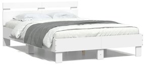 Rám postele s čelem a LED osvětlením bílý 135 x 190 cm