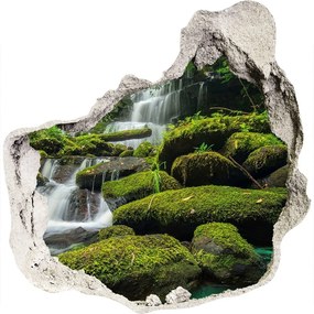 Wallmuralia Díra 3D ve zdi na stěnu Vodopád v lese 75x75 cm