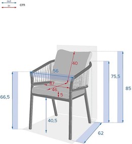 Hliníkové jídelní křeslo COLUMBIA (šedo-hnědá)