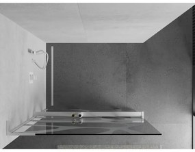 Mexen Kioto+ L, sprchová zástěna Walk-In s poličkou a věšákem 80 x 200 cm, 8mm čiré sklo bílý vzor, ​​bílý profil, 800-080-123-20-97
