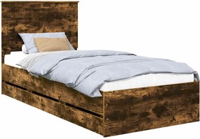 Rám postele s čelo Kouřový dub 90 x 200 cm Inženýrské dřevo 3411156