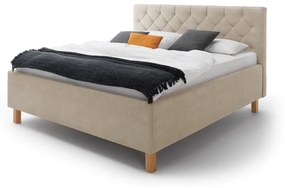 Béžová čalouněná dvoulůžková postel s úložným prostorem s roštem 160x200 cm San Remo – Meise Möbel