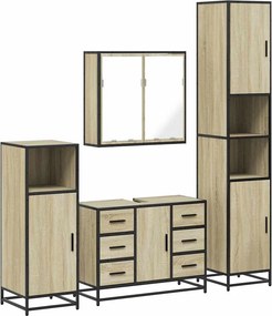 4dílný set koupelnového nábytku dub sonoma kompozitní dřevo 3301201