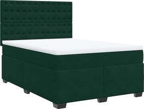 Box spring postel s matrací tmavě zelená 160x200 cm samet 3290969