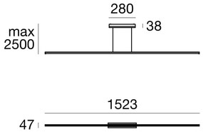 Linea Light 8506 Straight_P1, chromové subtilní svítidlo nad stůl, 18W LED 2700K, délka 152cm