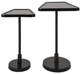 2ks černý antik kovový odkládací stolek Ruffe – 36x36x56 cm