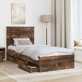 Rám postele s čelo Kouřový dub 90 x 200 cm Inženýrské dřevo 3411156