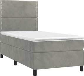vidaXL Box spring postel s matrací 80 x 200 cm samet [3142931] Barva: světle šedá