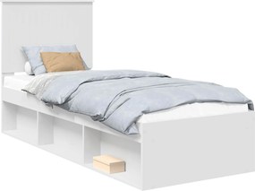 Rám postele s čelo Bílá 75 x 190 cm Masivní borové dřevo 3411073