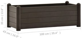 vidaXL Marketos Vyvýšený záhon PP moka 100 x 43 x 35 cm