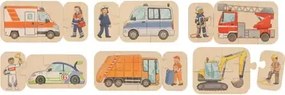 GOKI Dřevěné puzzle Vozidla 6v1 / od 2 let
