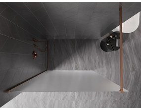 Mexen, Mexen Kioto-X sprchová stěna 100 x 200 cm, matná 10 mm, broušená měď - 800-100-101-65-30-X