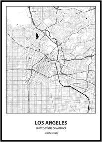 Plakát Mapa města (více variant měst) Rozměr plakátu: 40 x 50 cm, Město: Los Angeles