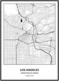 Plakát Mapa města (více variant měst) Rozměr plakátu: 50 x 70 cm, Město: Los Angeles