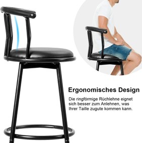 Costway Barové židle 2 otočné o 360° vyrobené z ocelových trubek a silných