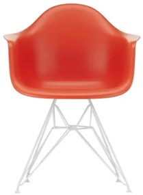 Eames Plastic Armchair DAR bíle lakovaná červená bílé na tvrdou podlahu Vitra