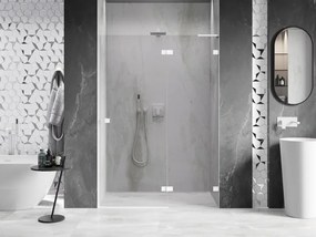 Mexen Lunar L, Otočné pravé sprchové dveře 130 cm, 8mm čiré sklo, bílý profil, 834L-130-000-20-00-P