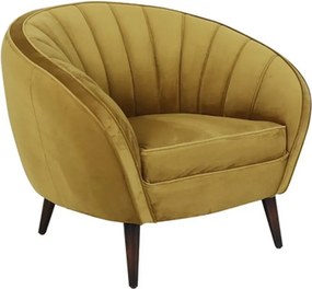 Okrové designové sametové křeslo Almond ocher - 91*71*77cm