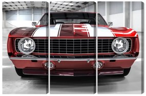 Vícedílný obraz Červené Svalové Auto V Garáži Nedostatek Nedostatek Přírodní plátno 120x80