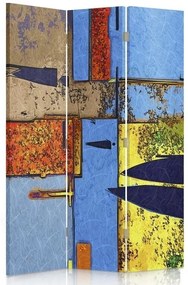 Ozdobný paraván Abstraktní barevné - 110x170 cm, třídílný, obustranný paraván 360°