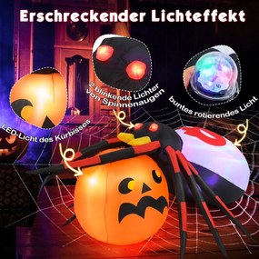 Costway Nafukovací halloweenský pavouk s dýní a rotujícími LED světly Dekorace